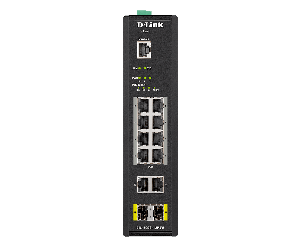 D-Link 12-Port Gigabit Smart Managed Industrial PoE Switch-Wide Temp ...